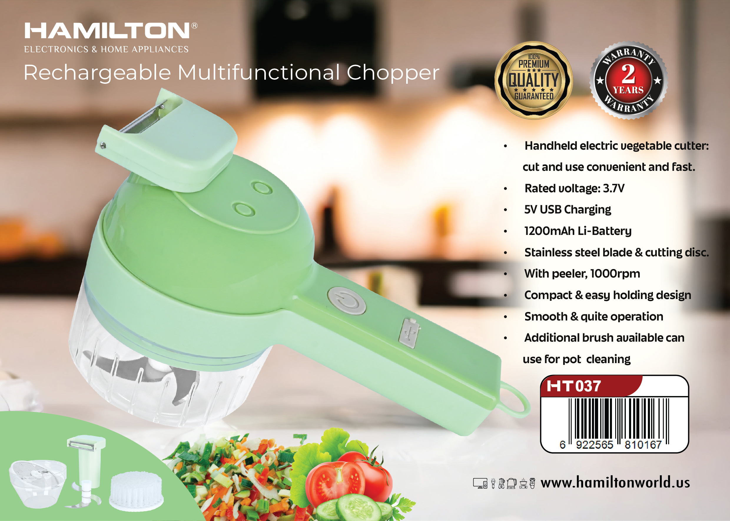 Rechargeable Multifunctional Chopper - HT037 - Hamilton