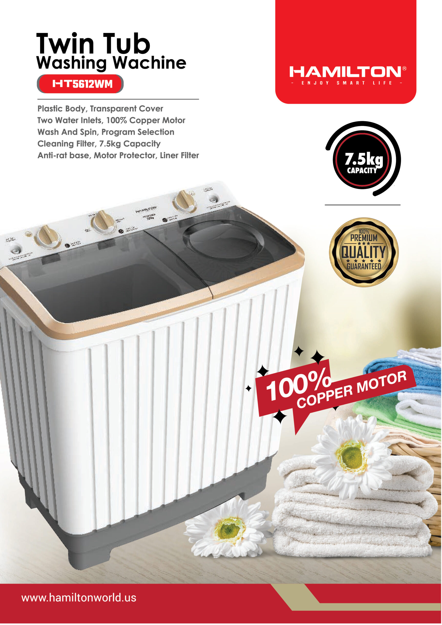 Washing Machine Twin Tub - HT5612WM - Hamilton